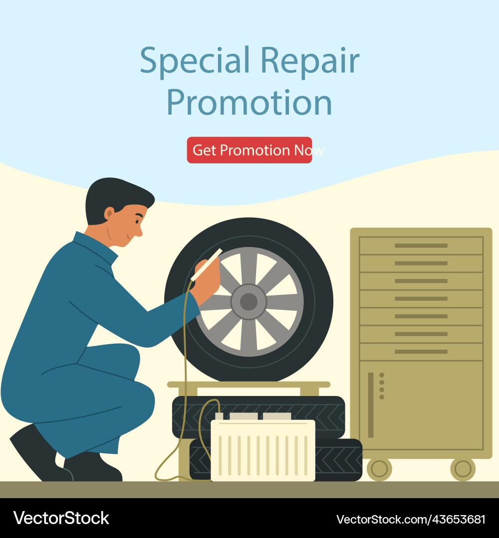 Hand drawn repair shop template design Royalty Free Vector