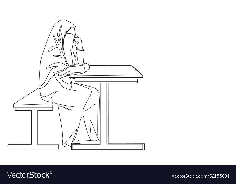 One continuous line drawing young happy Royalty Free Vector