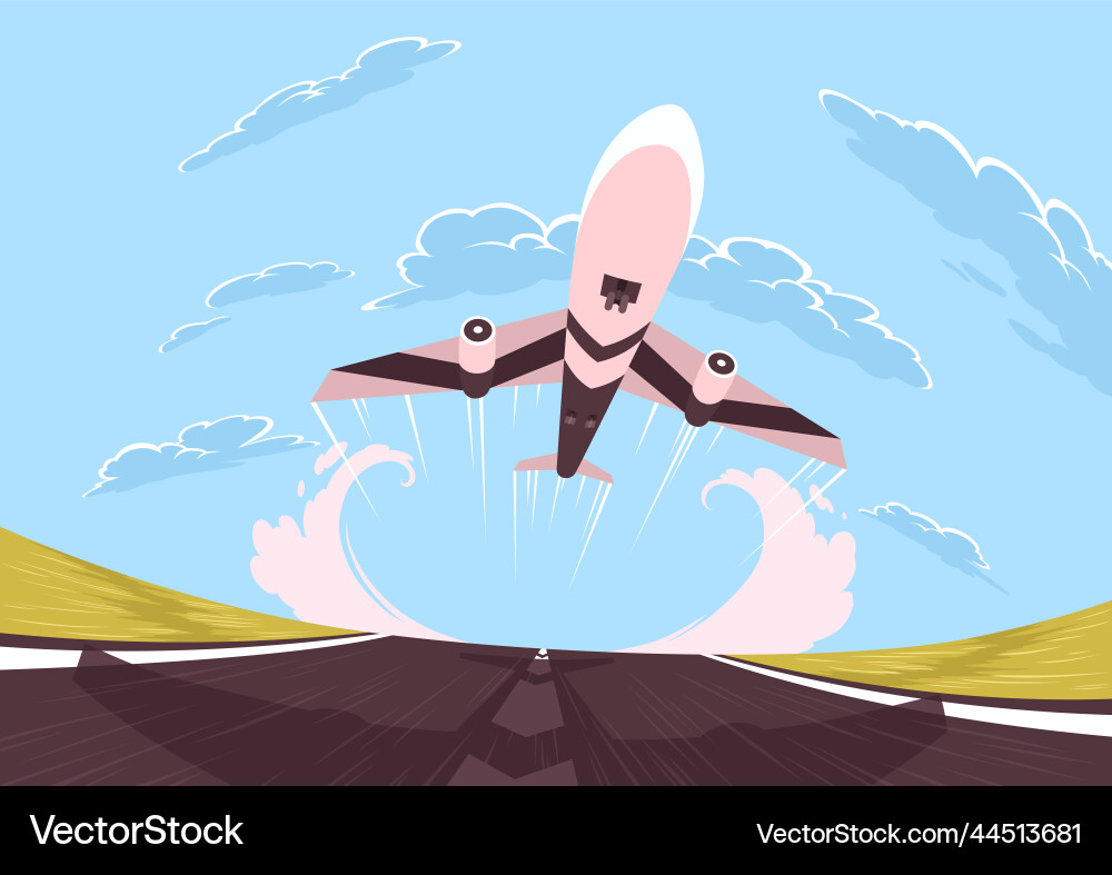 Plane takes off or landing on runway modern Vector Image