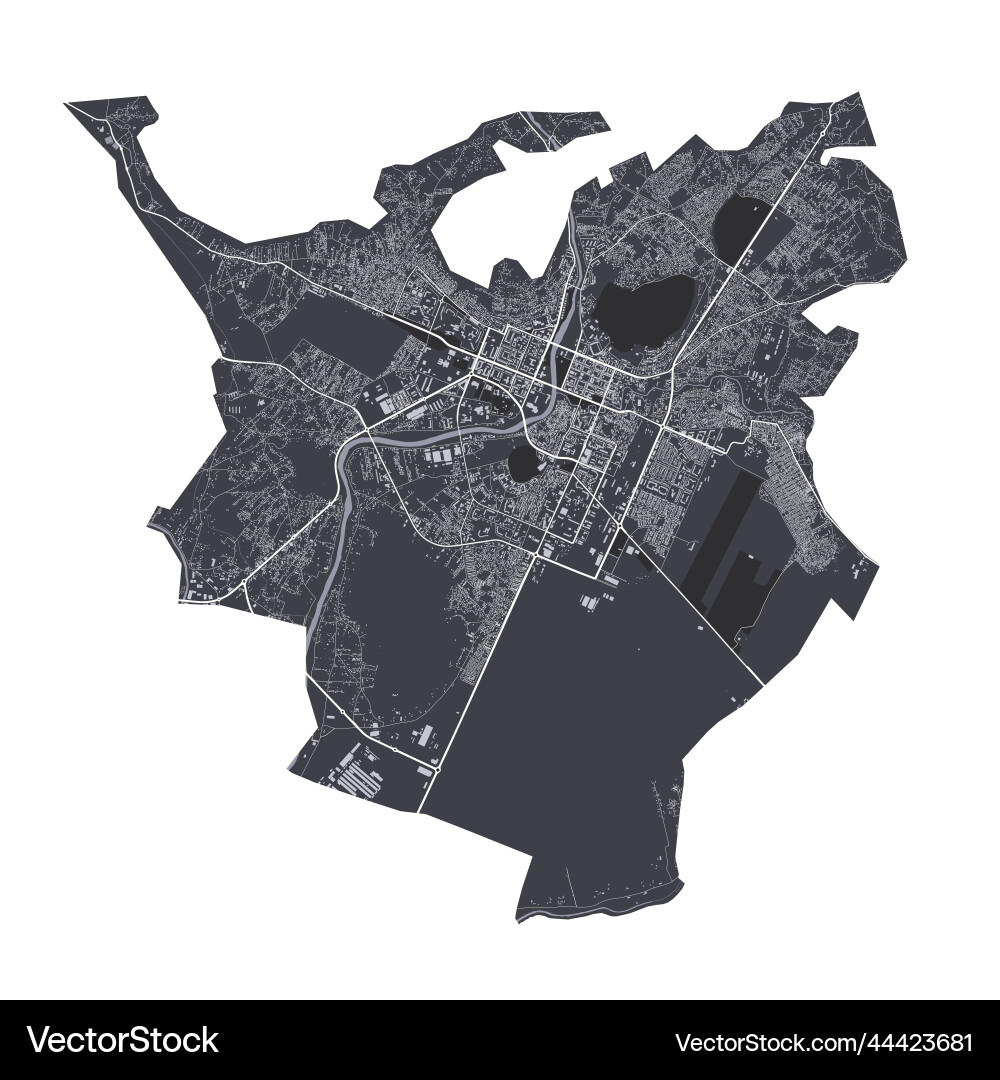 Podgorica map detailed black map of Royalty Free Vector