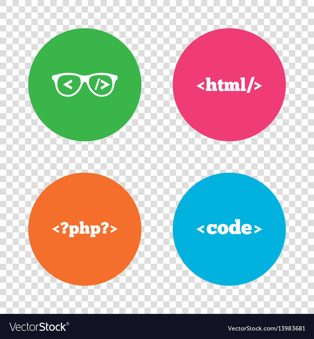 Programmer Coder Glasses Html Markup Language Vector Image