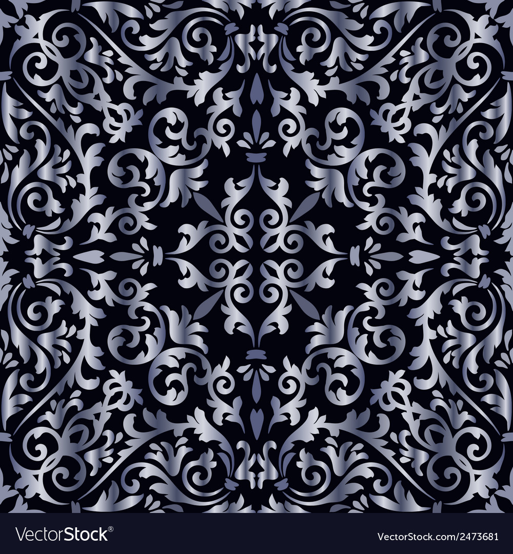 Silver baroque pattern Royalty Free Vector Image