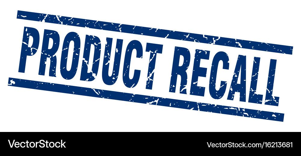 Square grunge blue product recall stamp Royalty Free Vector