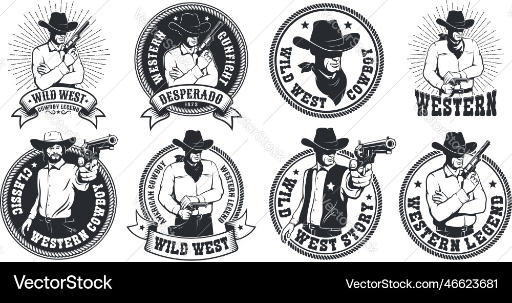 Vintage cowboy logos or badges Royalty Free Vector Image