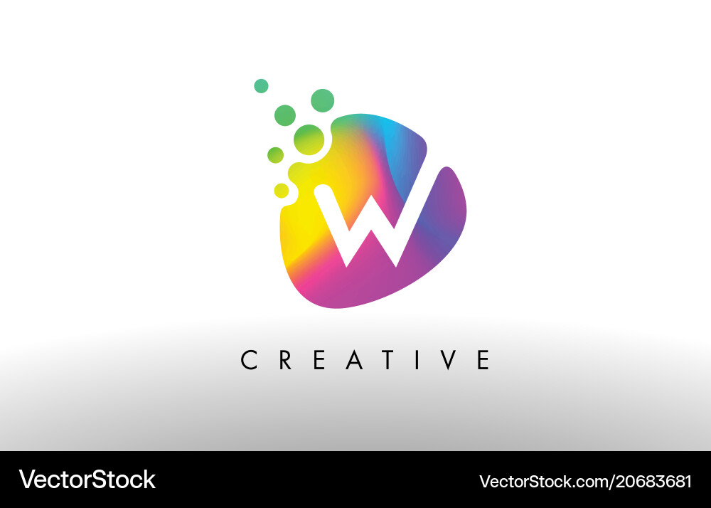W colorful logo design shape purple abstract Vector Image