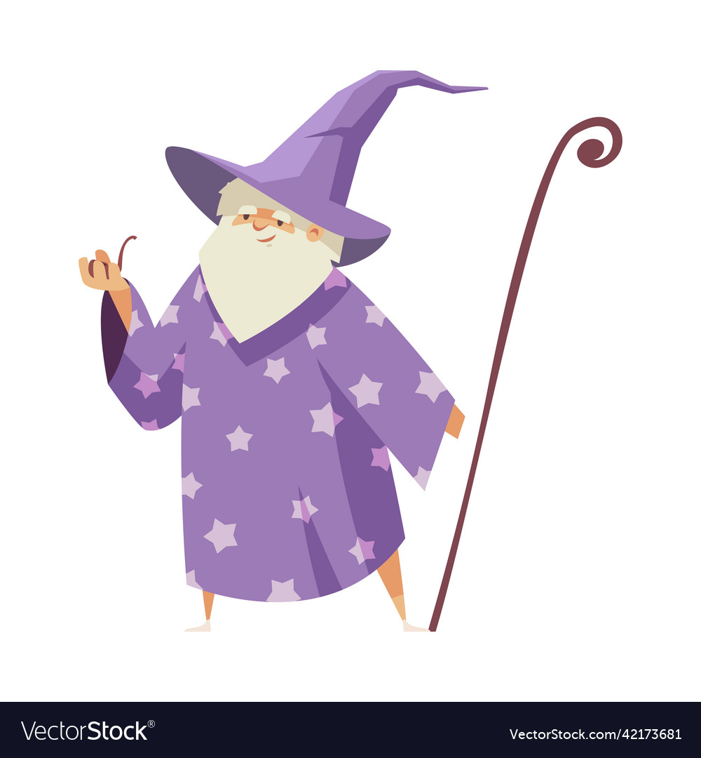 Wizard flat Royalty Free Vector Image - VectorStock