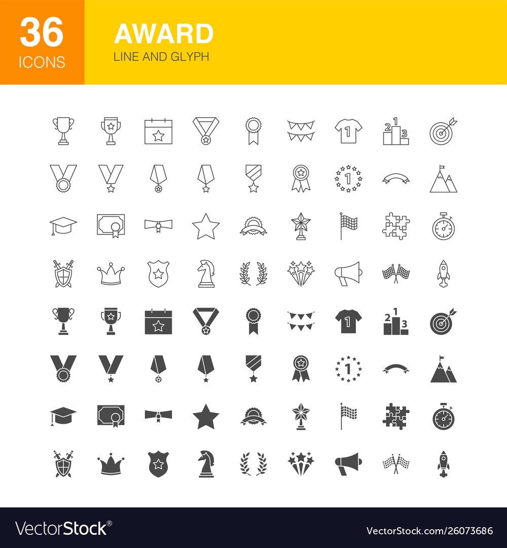 Award line web glyph icons Royalty Free Vector Image