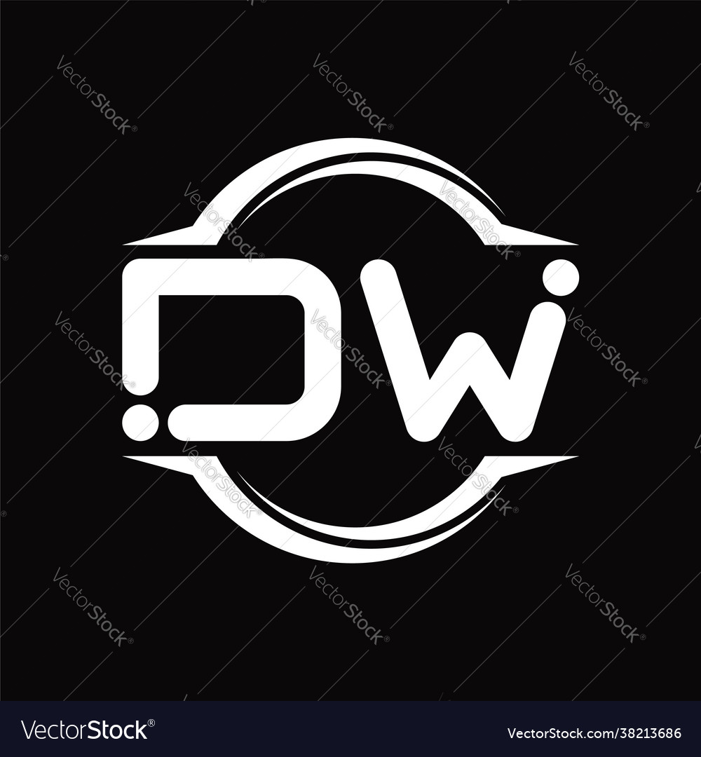 Dw logo monogram with circle rounded slice shape Vector Image