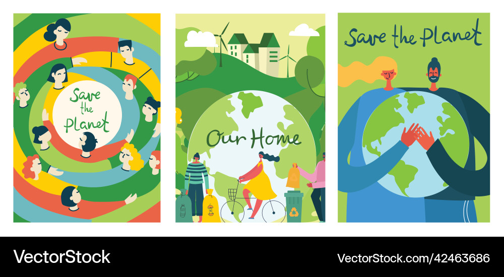 Eco cards for social poster Royalty Free Vector Image