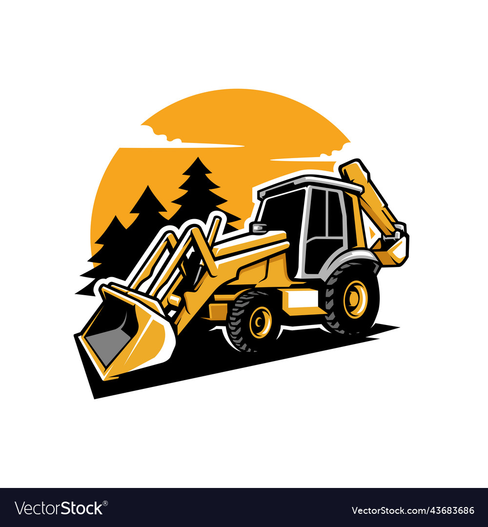 Excavator loader - heavy construction machine Vector Image Excavator loader - heavy construction machine Vector Image