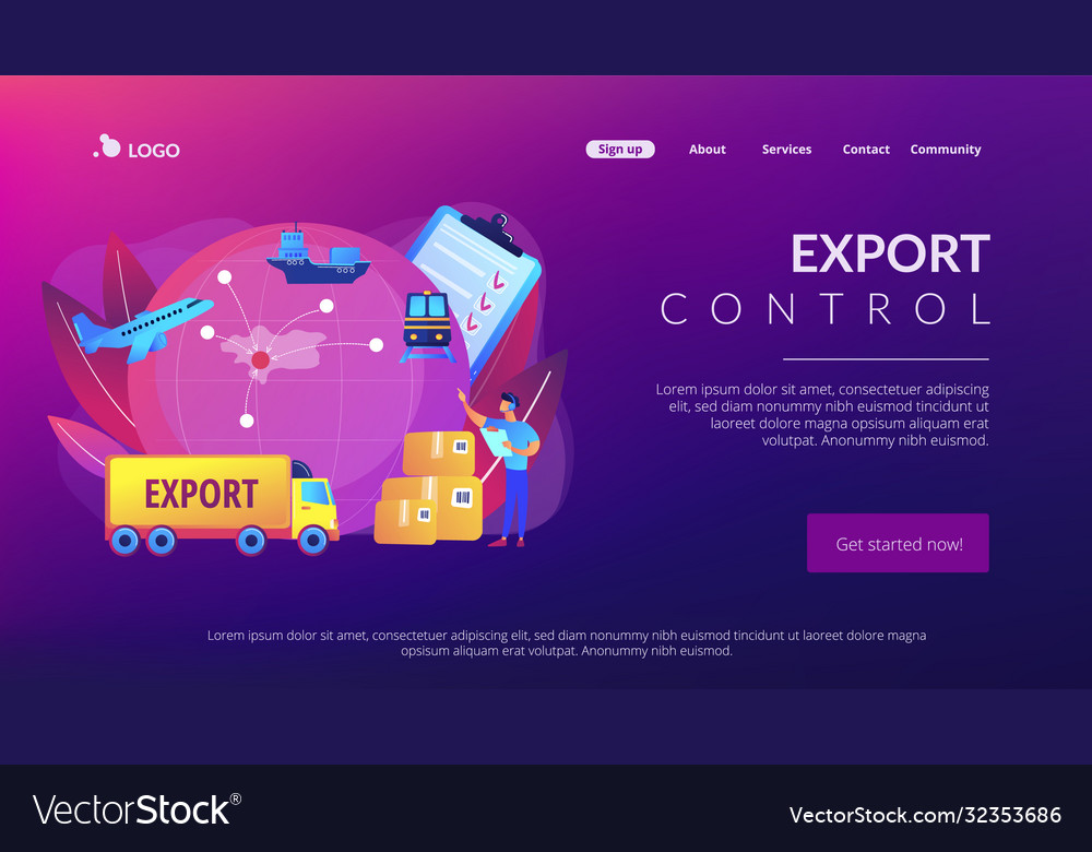 Export control concept landing page Royalty Free Vector Export control concept landing page Royalty Free Vector