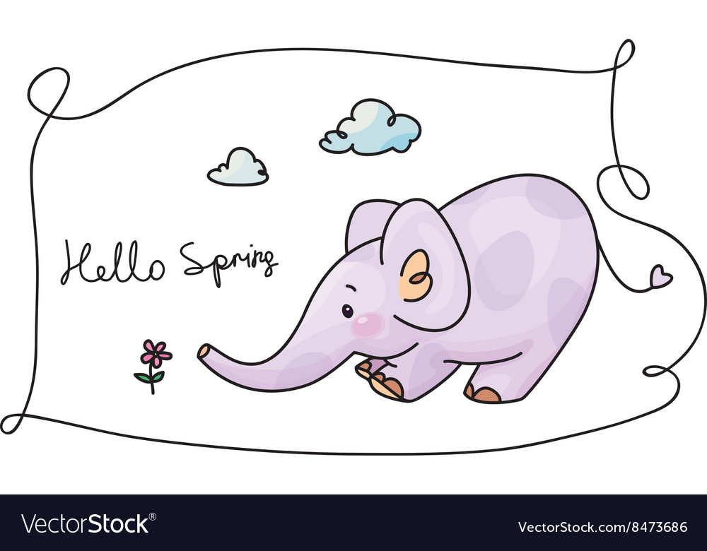 Hello spring elephant Royalty Free Vector Image