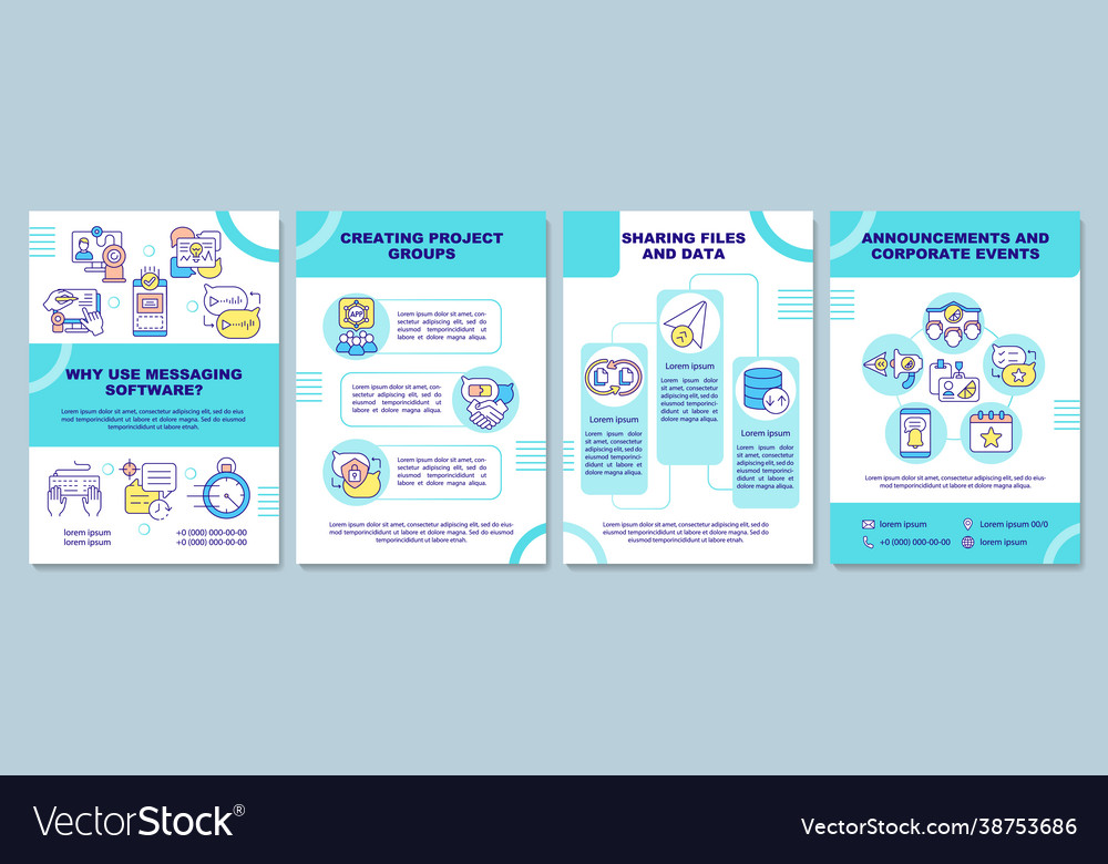Messaging software brochure template Royalty Free Vector