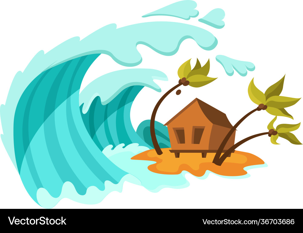 Natural disasters tsunami strong disaster Vector Image