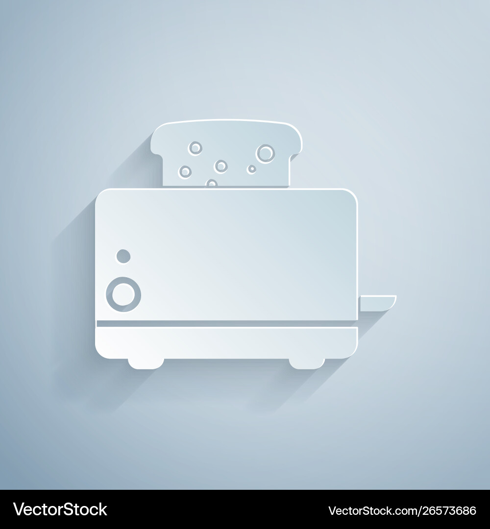 Paper cut toaster with toasts icon isolated Vector Image