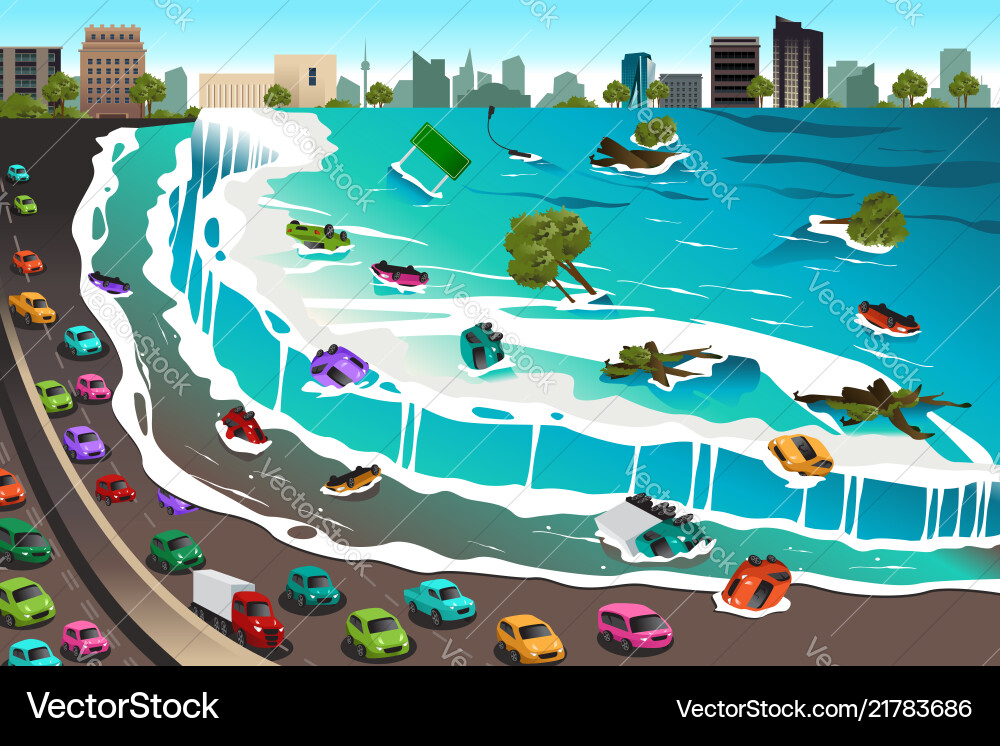 Scene of tsunami Royalty Free Vector Image - VectorStock