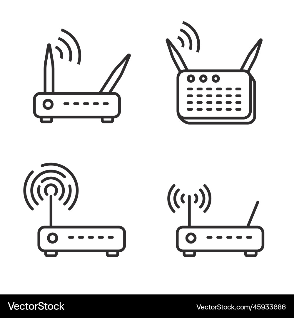 Set of router icon in linear style Royalty Free Vector Image