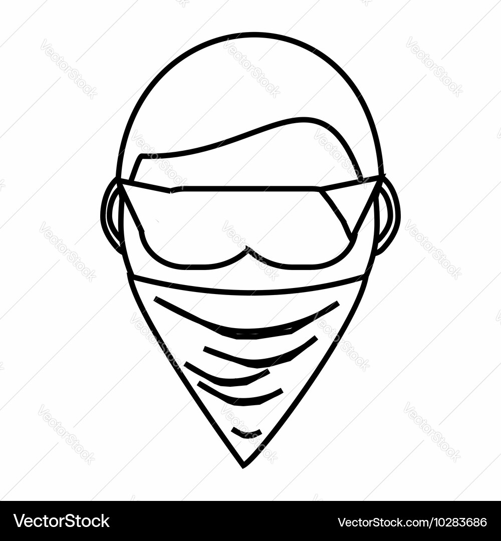 Spy in mask icon outline style Royalty Free Vector Image