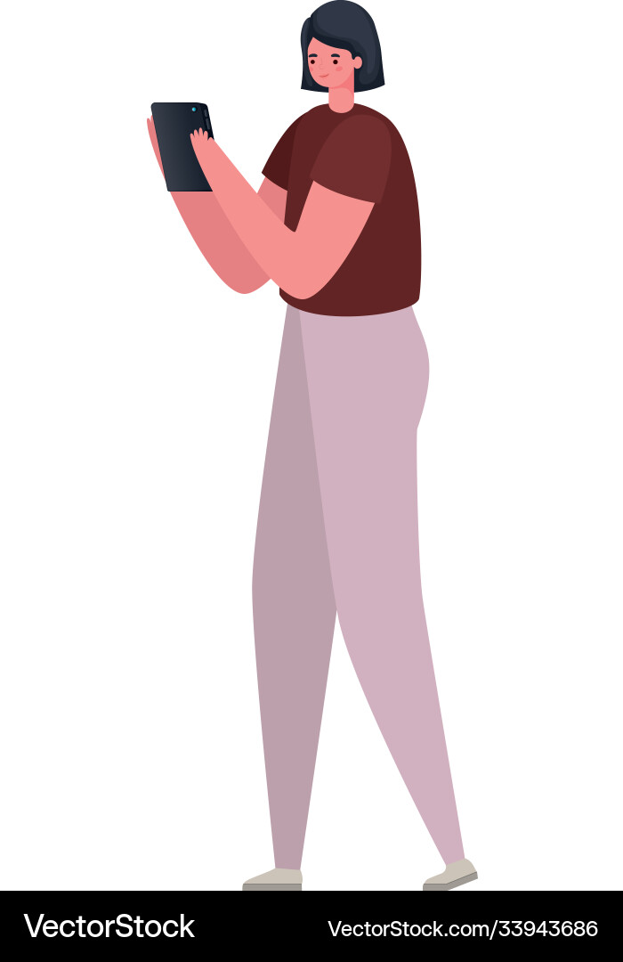 Woman with tablet working design Royalty Free Vector Image