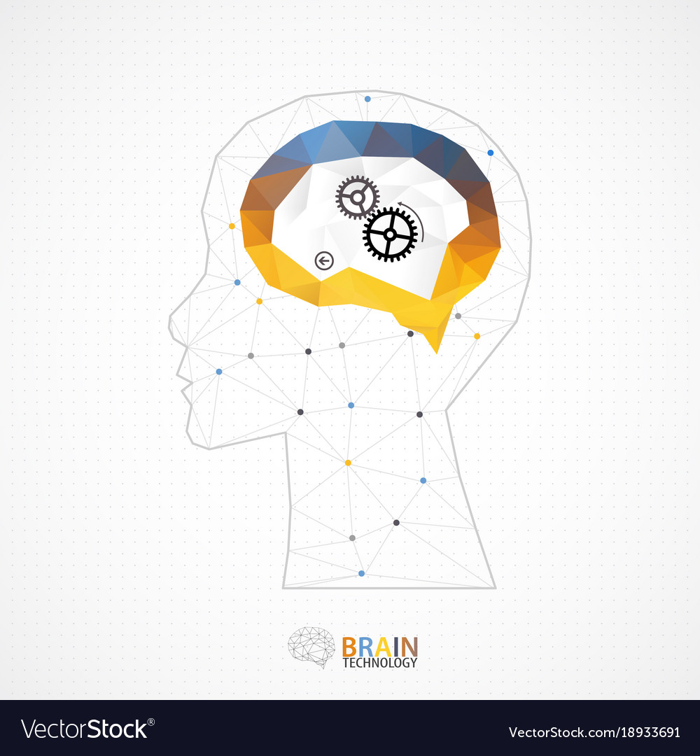Creative brain concept background with triangular Vector Image