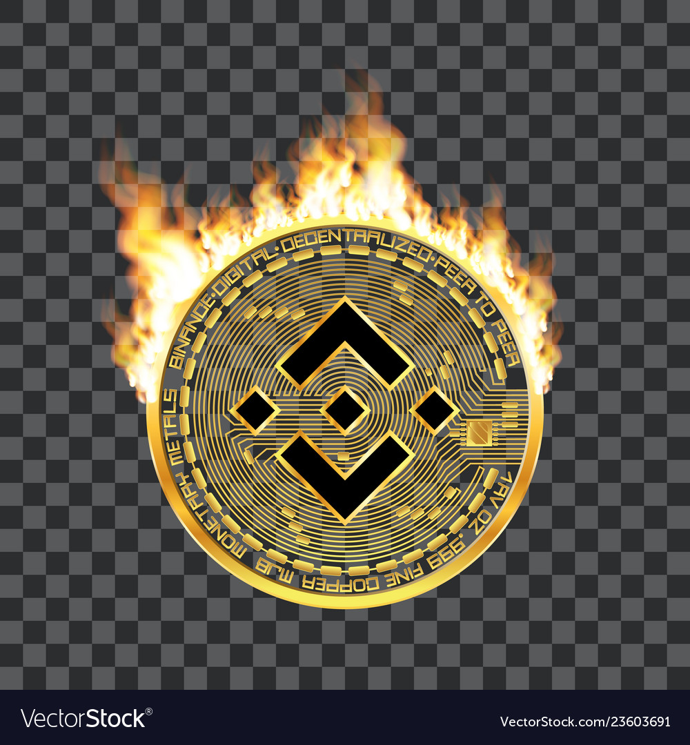 Crypto currency binance golden symbol on fire Vector Image Crypto currency binance golden symbol on fire Vector Image