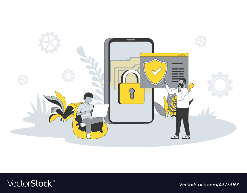 Data protection concept in flat design with people Data protection concept in flat design with people