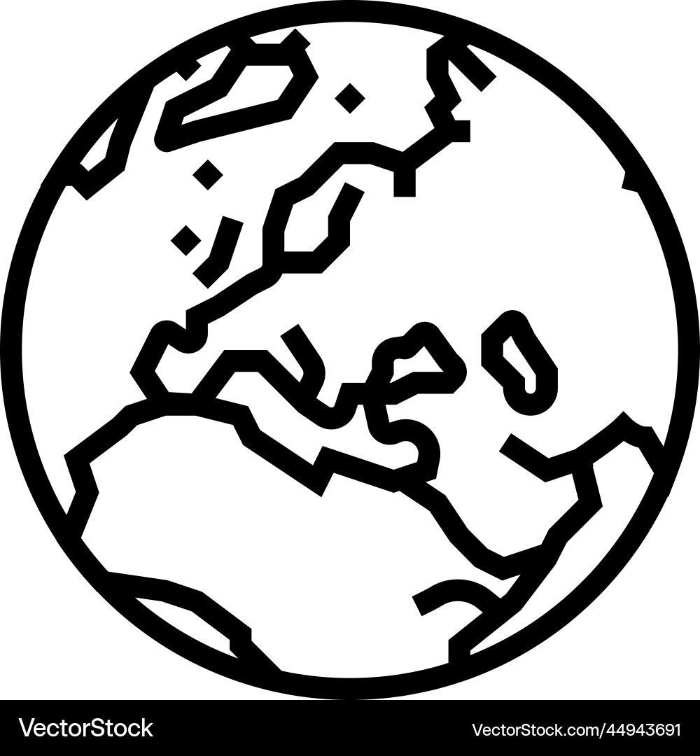Europe earth planet map line icon Royalty Free Vector Image