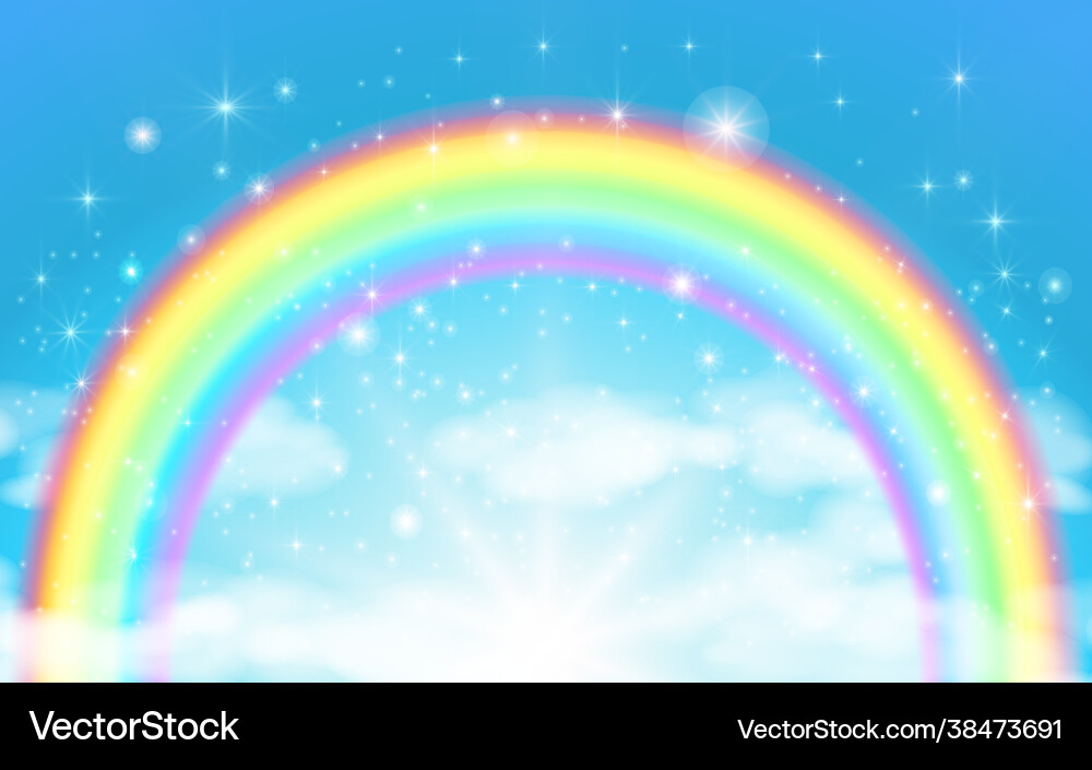 Fantasy background magical sky rainbow Royalty Free Vector