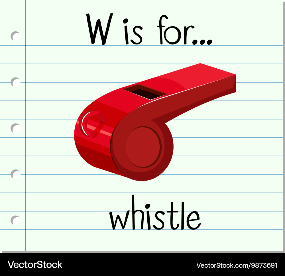 Flashcard letter w is for whistle Royalty Free Vector Image