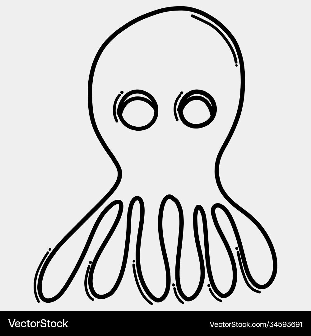 Octopus doodle icon drawing sketch hand drawn Vector Image