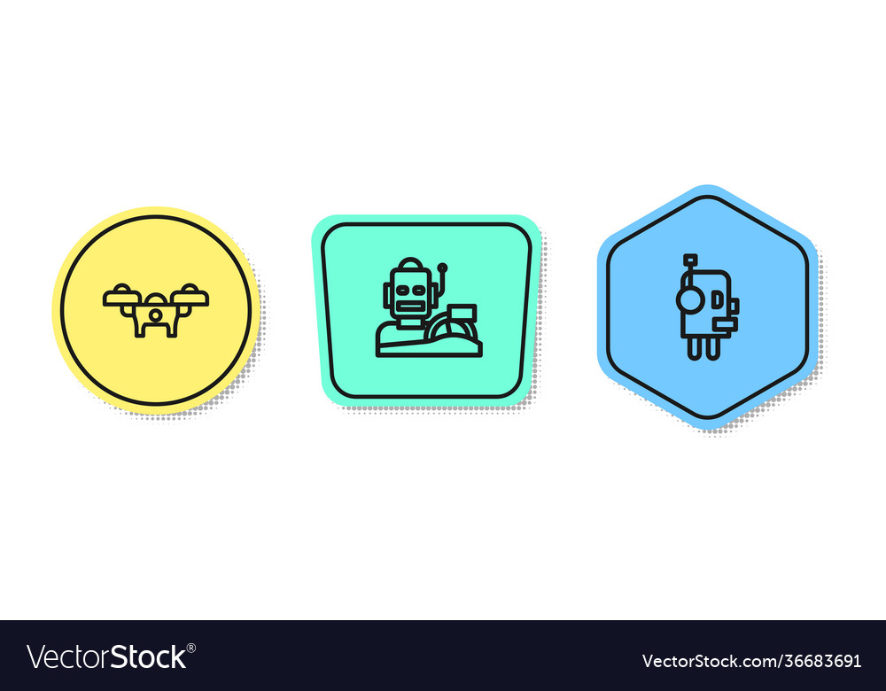 Set line drone robot humanoid driving a car Vector Image Set line drone robot humanoid driving a car Vector Image