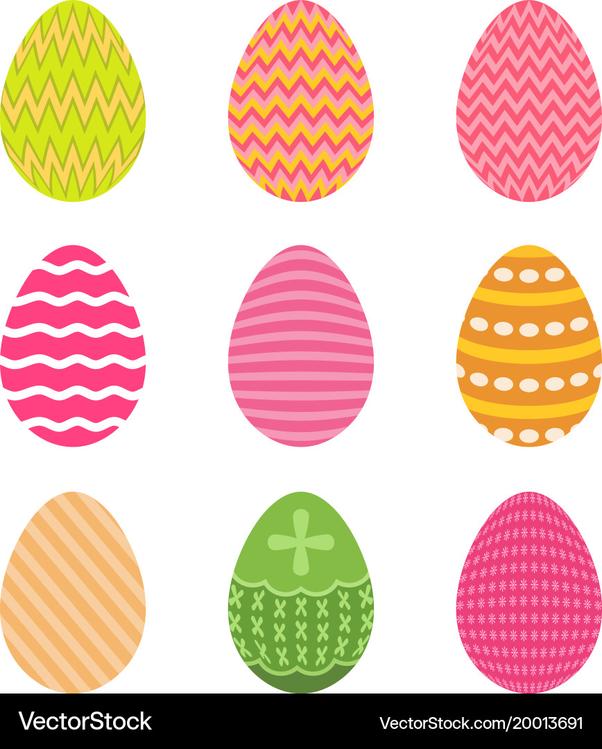 Set of easter eggs in pastel colors with zigzag Vector Image
