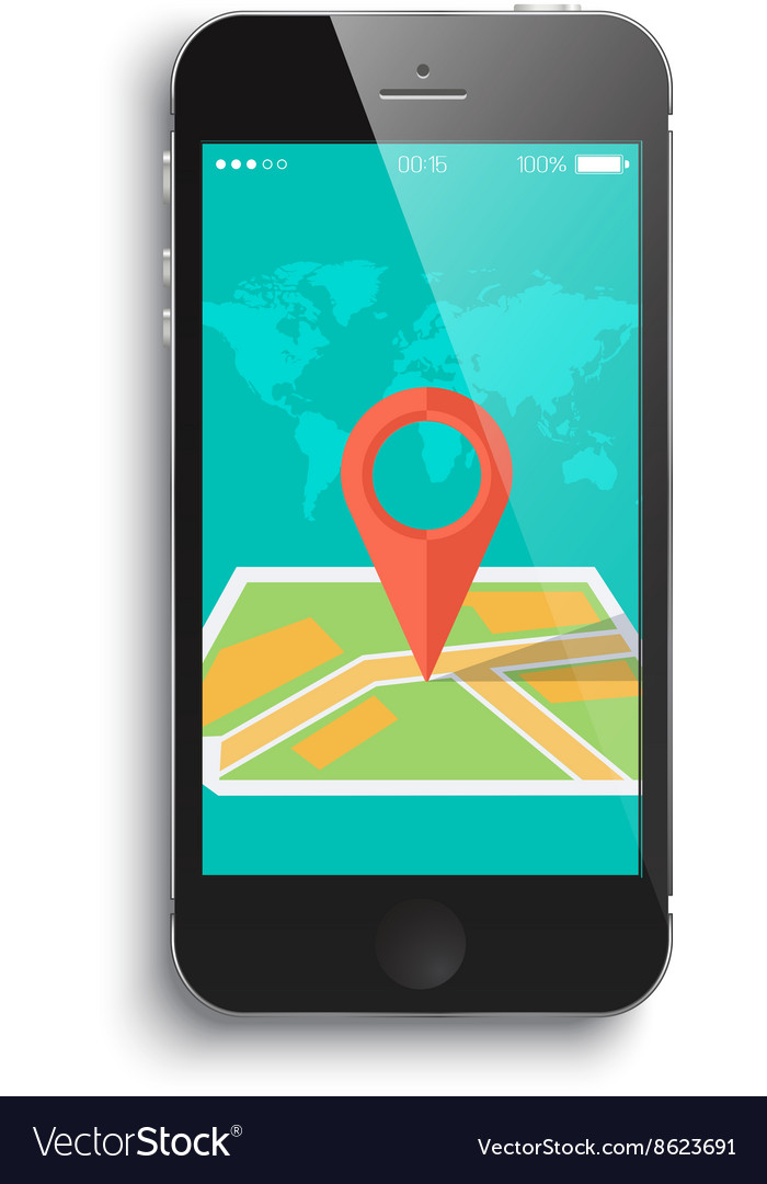 Smartphone and a map Royalty Free Vector Image