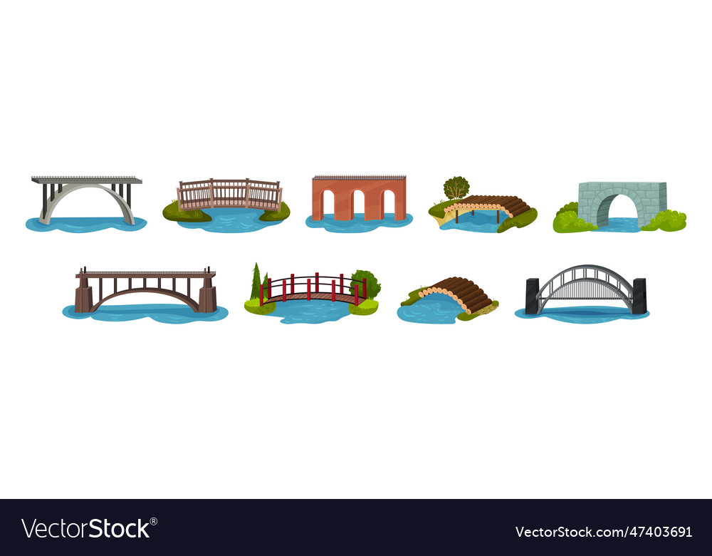 Stone and wooden bridge as structure for spanning Vector Image Stone and wooden bridge as structure for spanning Vector Image