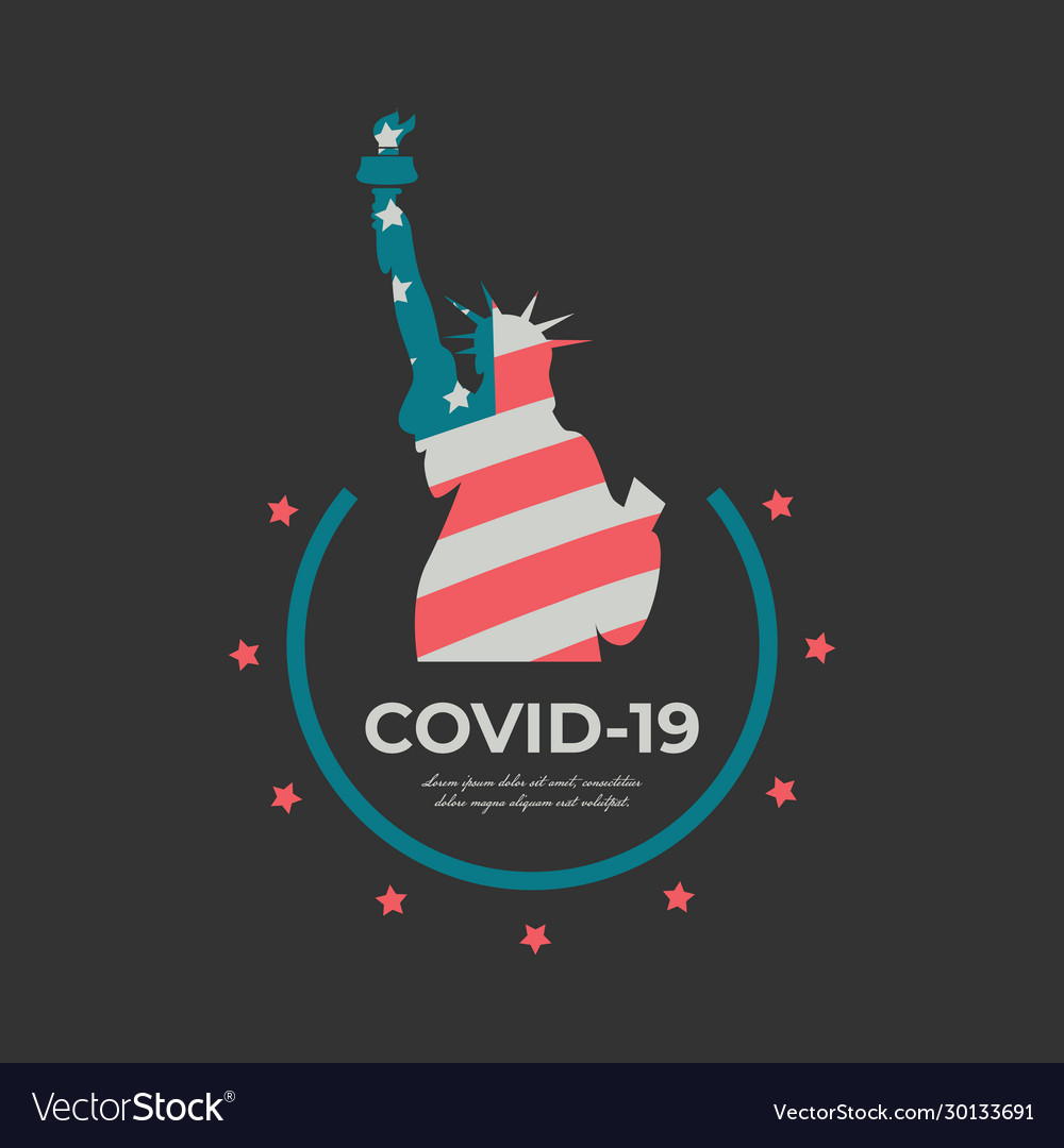 Usa covid-19 coronavirus label on black Royalty Free Vector