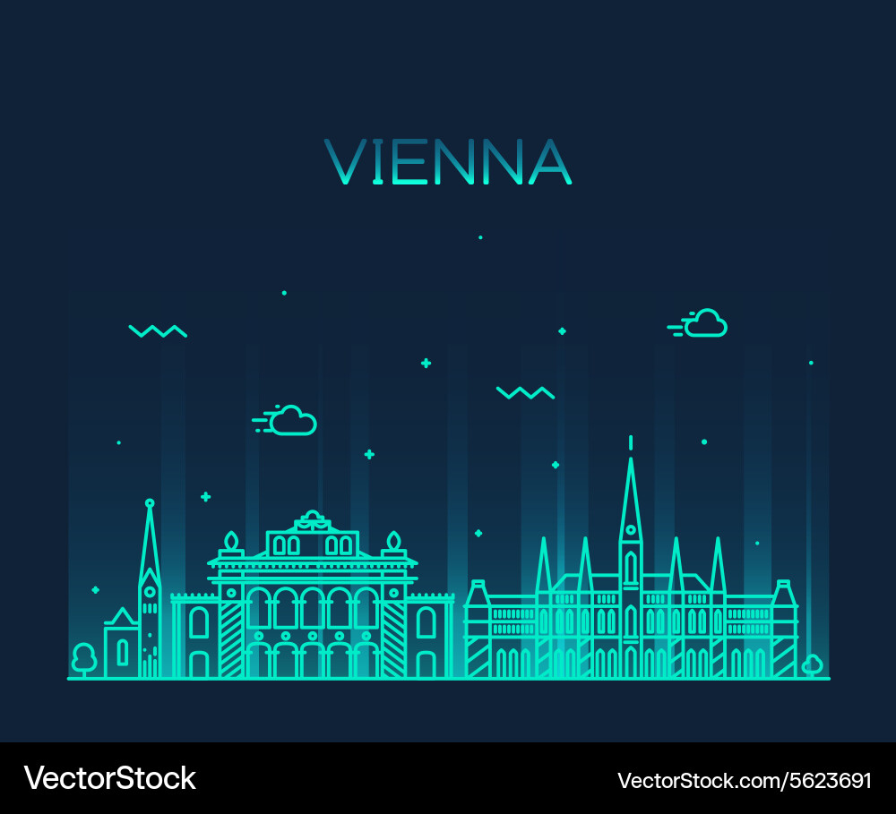 Vienna skyline trendy linear Royalty Free Vector Image