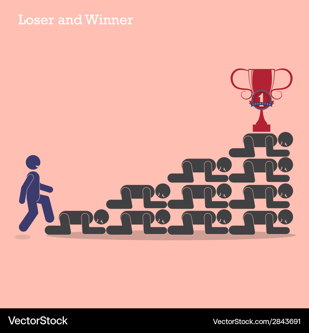 Winner walk over stairs loser concept Royalty Free Vector