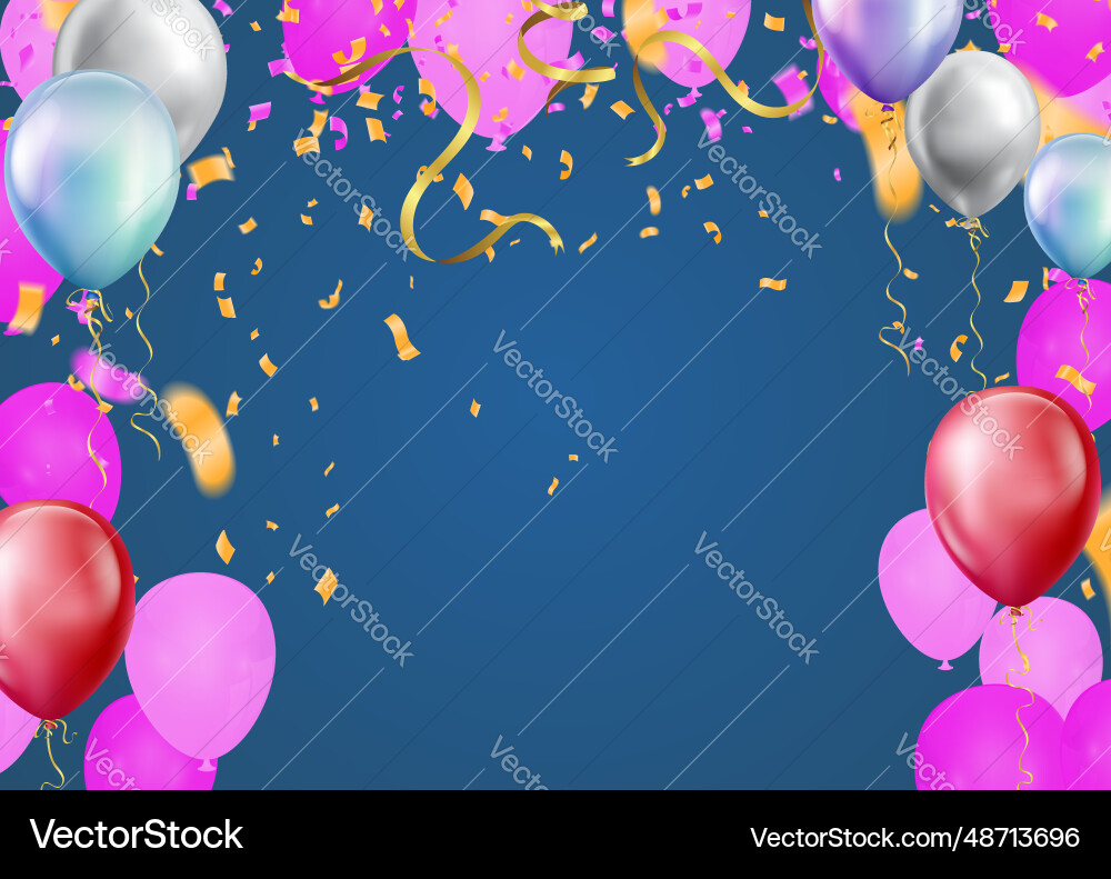 Celebration background with balloons and confetti Vector Image