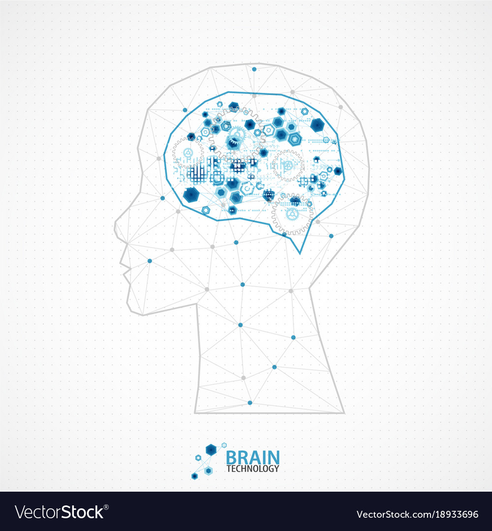 Creative brain concept background with triangular Vector Image