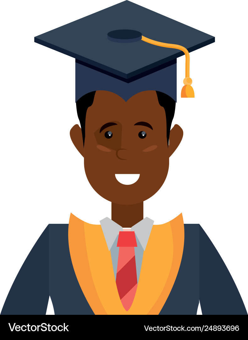 Graduate man portrait with graduation hat Vector Image