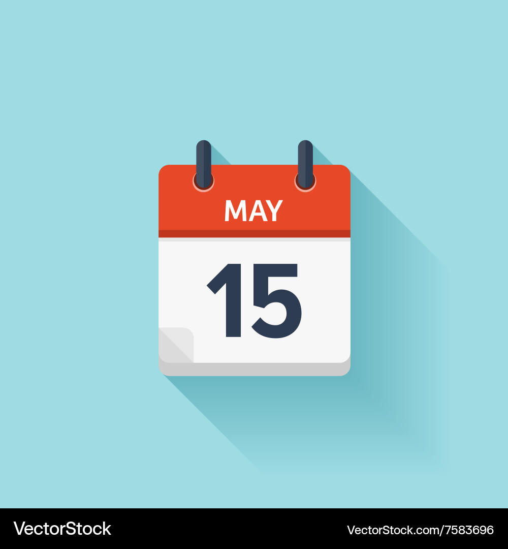 May 15 flat daily calendar icon date and Vector Image