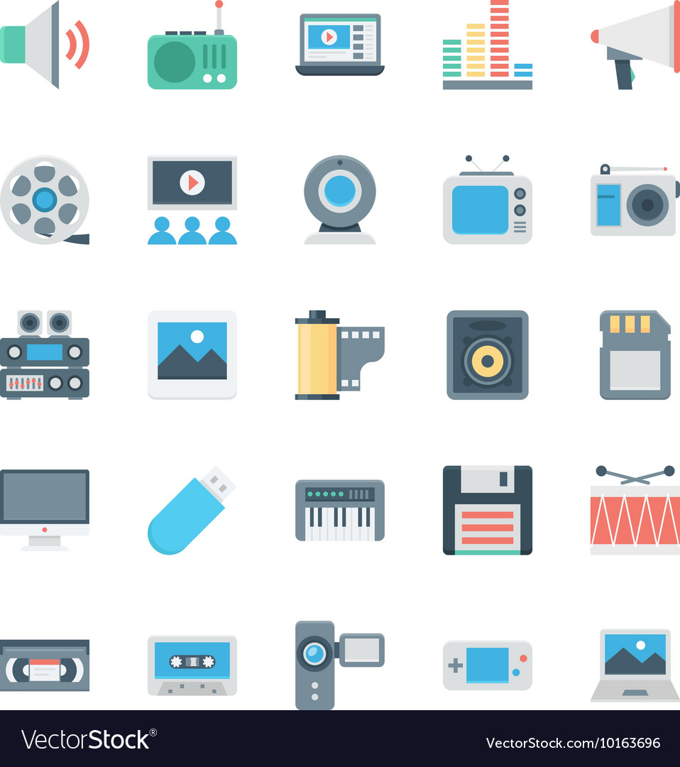Music and multimedia icons 2 Royalty Free Vector Image