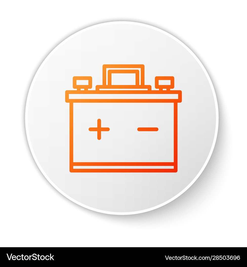 Orange line car battery icon isolated on white Vector Image