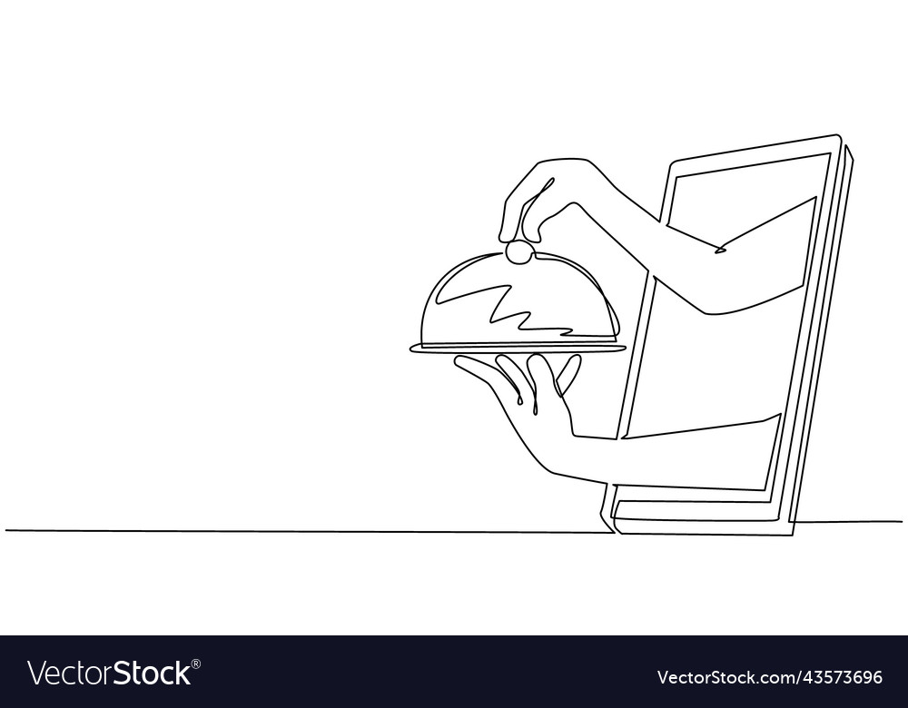 Single continuous line drawing hand holding Vector Image