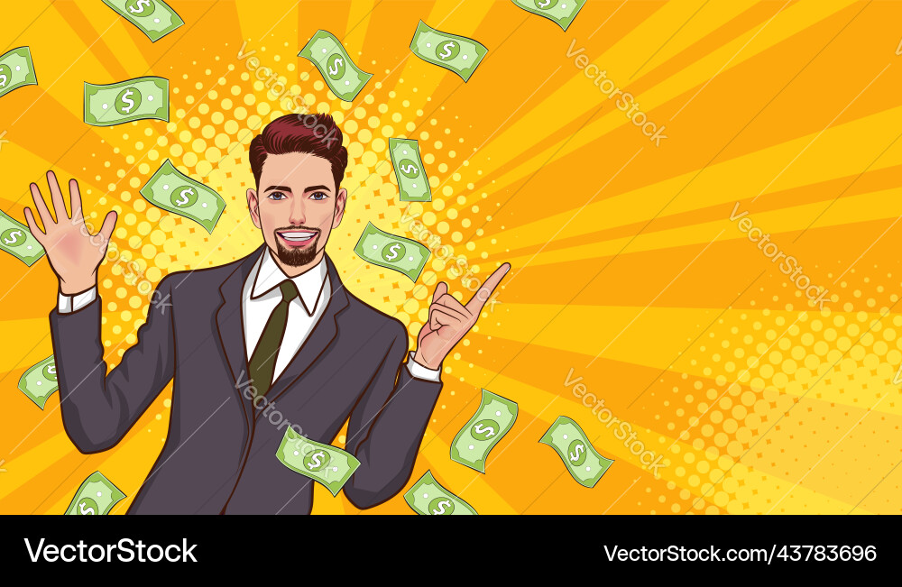Surprise business man successful and shocking Vector Image