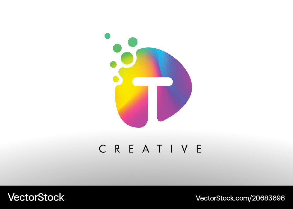 T colorful logo design shape purple abstract Vector Image