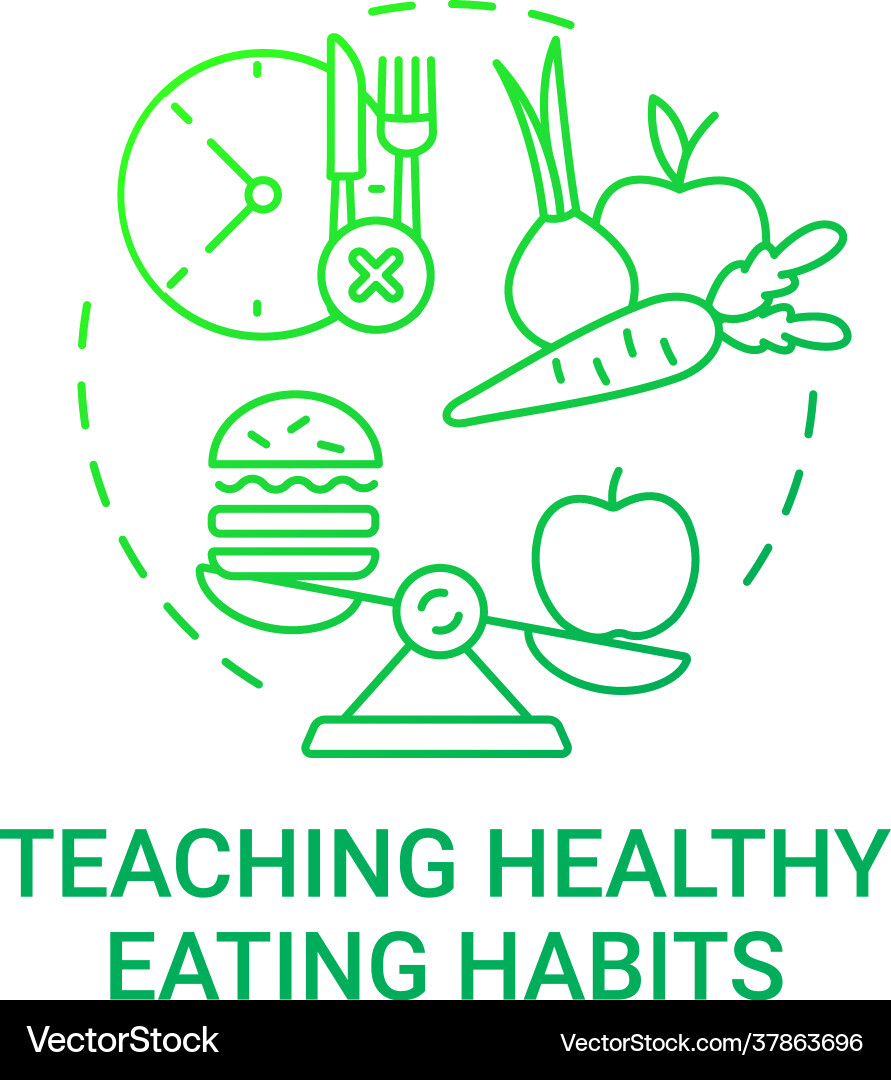 Teaching healthy eating habits concept icon Vector Image