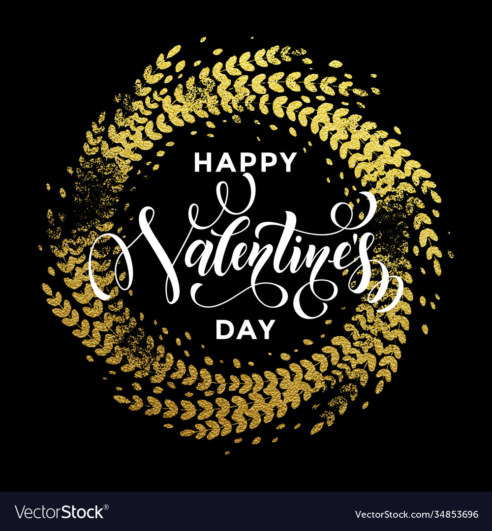 Valentine day gold love heart glitter greeting Vector Image