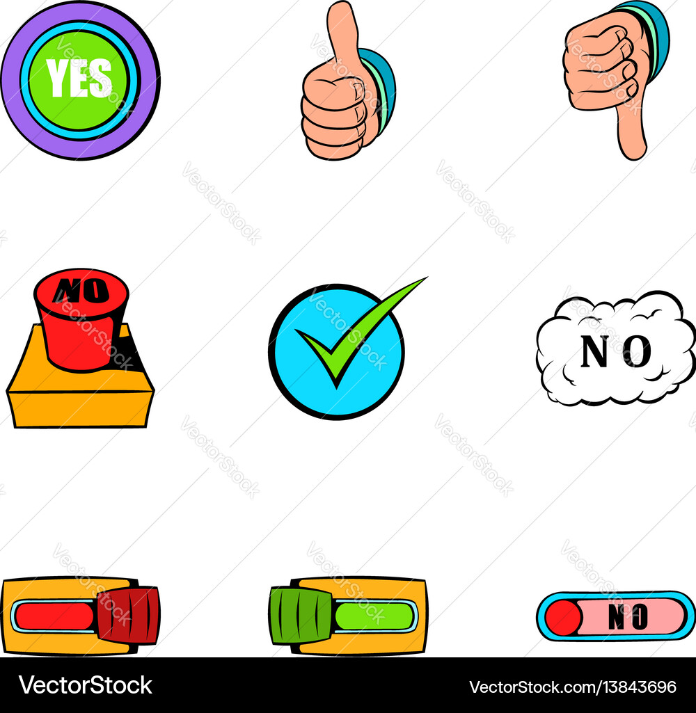 Yes gesture icons set cartoon style Royalty Free Vector