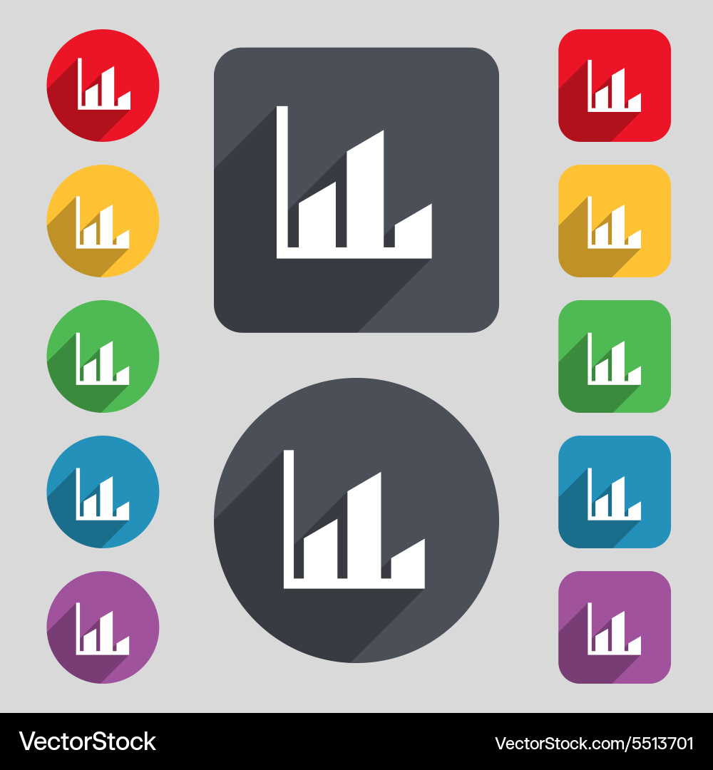 Chart icon sign a set of 12 colored buttons Vector Image